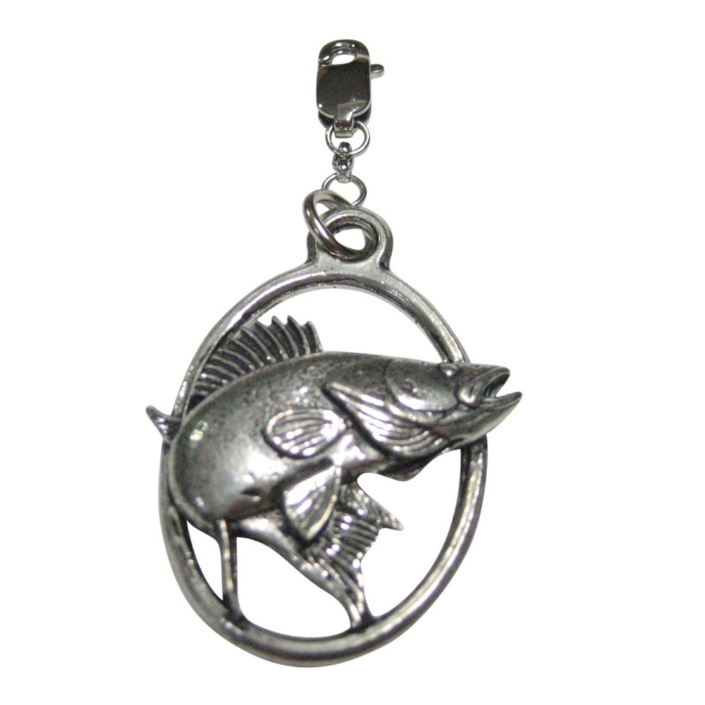 Zander Walleye Fish Large Oval Zipper Pull Charm - Gem